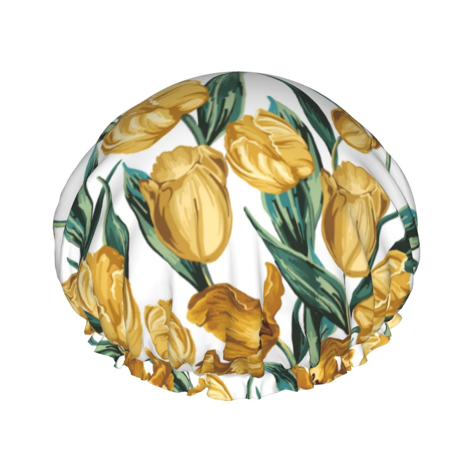 Yellow tulips Shower Cap, Reusable Bath Hair Hat for all Hair Lengths ...