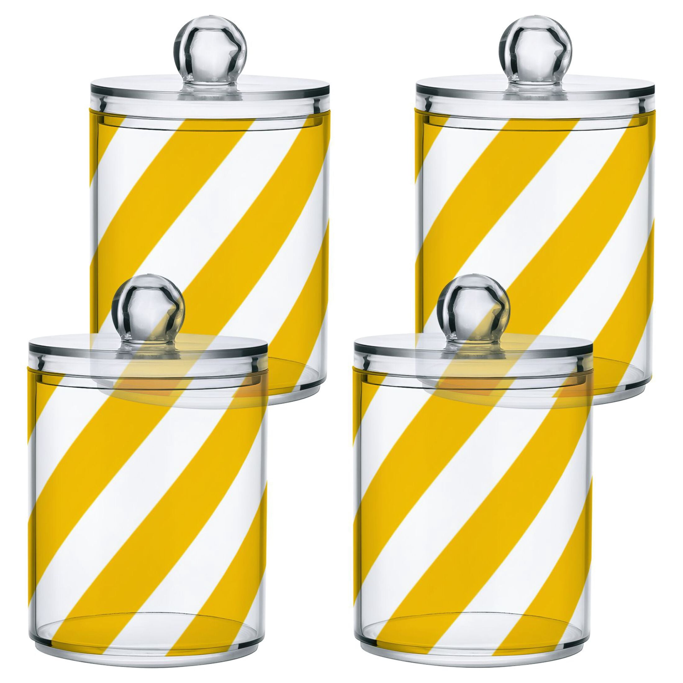 Yellow-white Diagonal Stripes Translucent Plastic Cans Storage ...