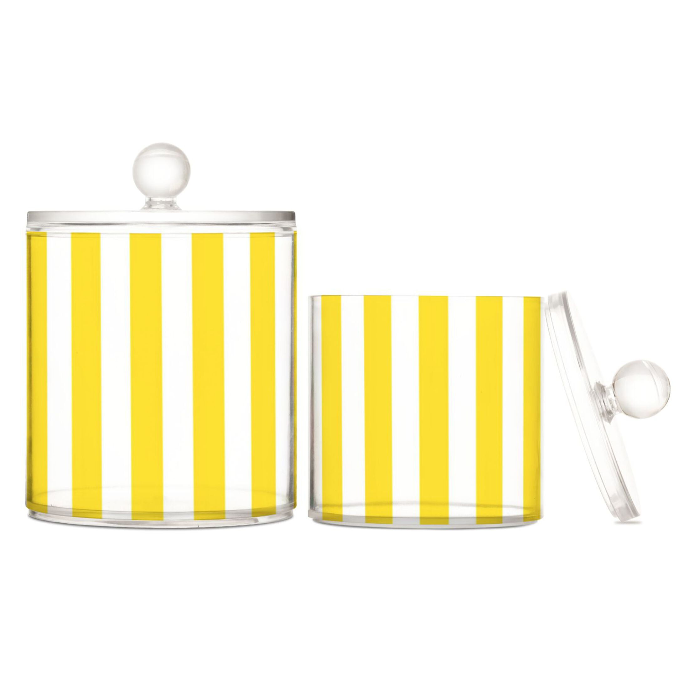 Yellow-white Narrow Stripes Translucent Plastic Cans Storage Canisters ...