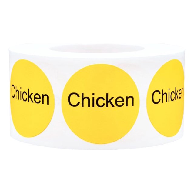 Yellow with Black Chicken Circle Dot Adhesive Stickers, 1 Inch Round ...