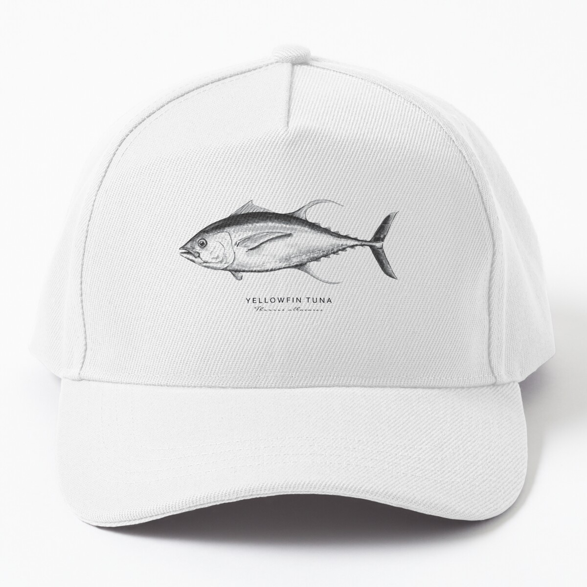 Yellowfin Tuna Black + White Detailed Fish Illustration Baseball Cap ...