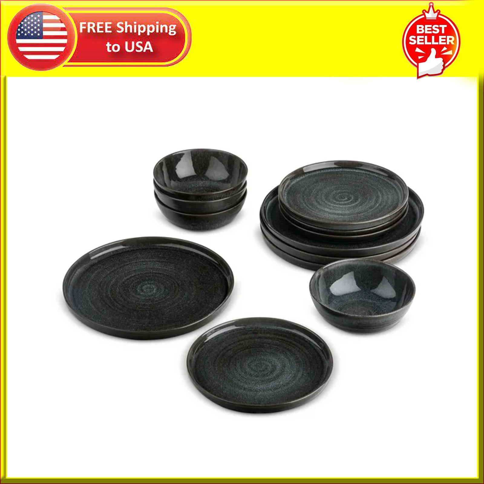 Yellowstone 12-Piece Ceramic Dinnerware Set, Rip Collection - Walmart.com