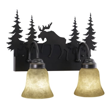 Yellowstone 3 Light Bronze Rustic Moose Bathroom Vanity Fixture ...