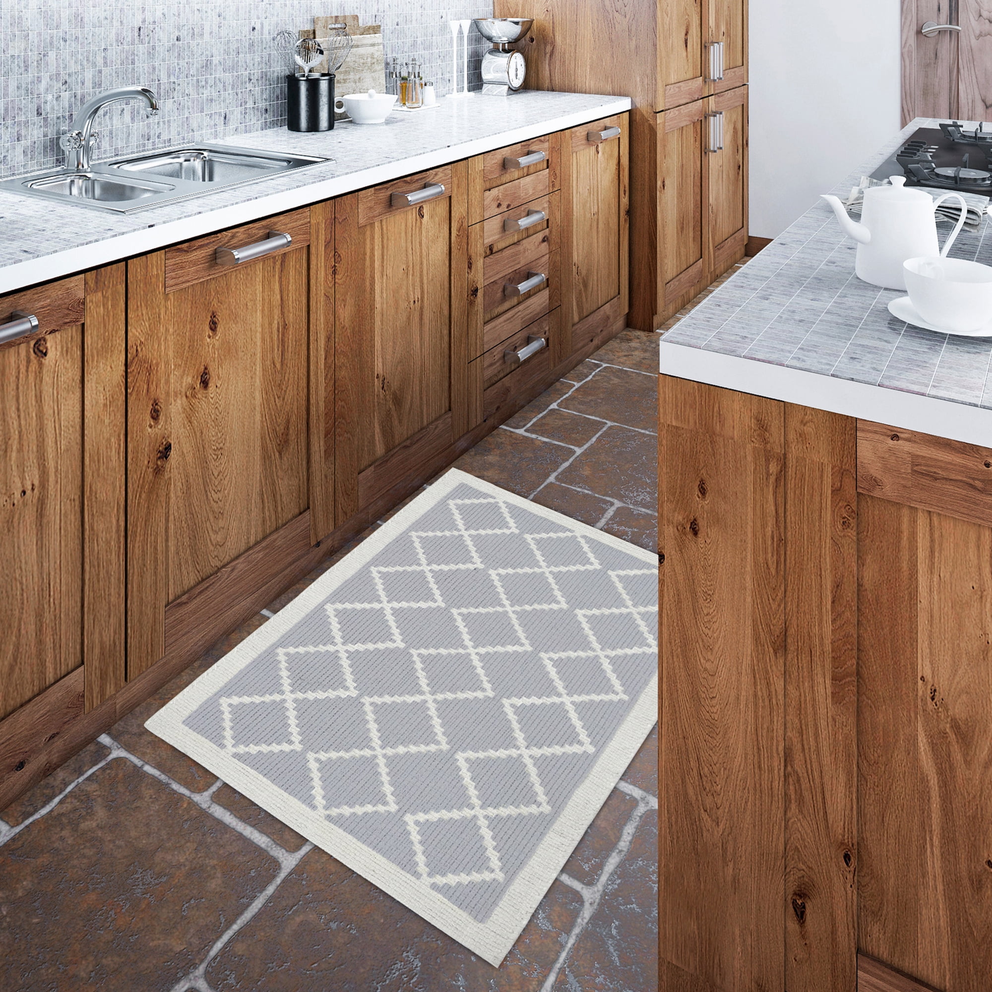 Yellowstone 20" x 30" Rustic Two-Tone Kitchen Mat, Beth Collection ...