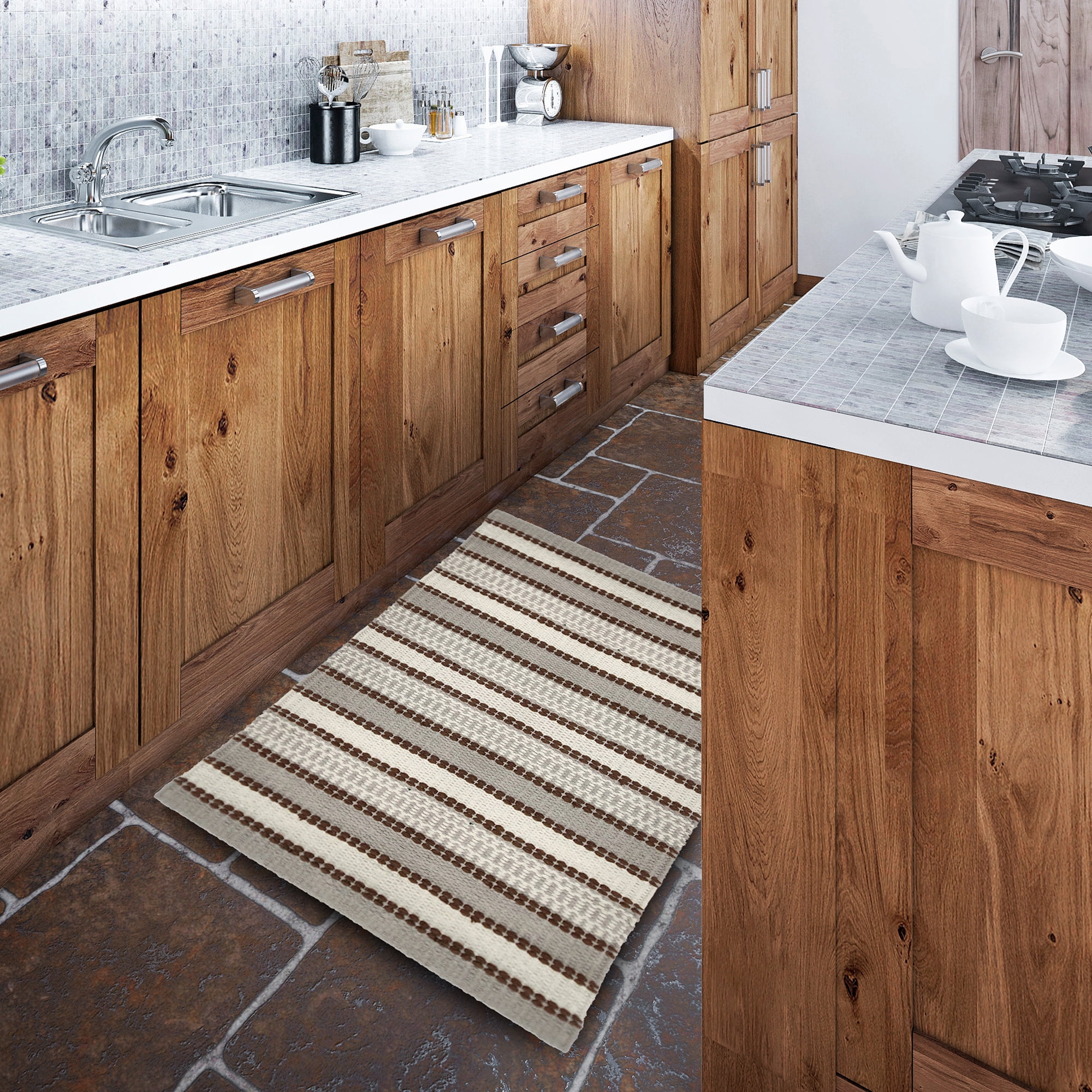 Yellowstone 20" x 30" Rustic Two-Tone Kitchen Mat, John Collection ...