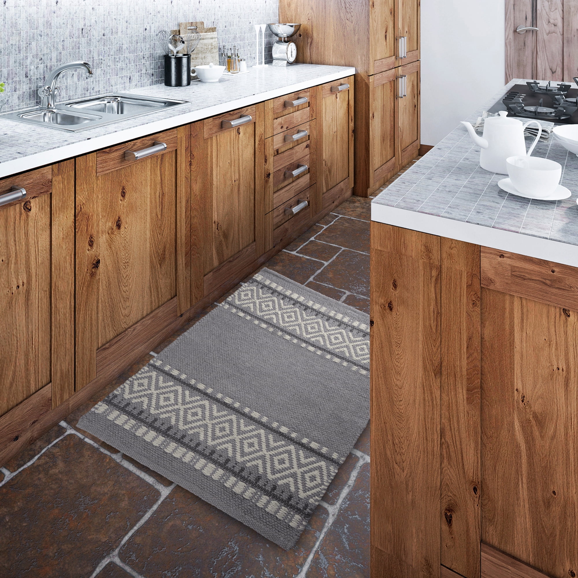 Yellowstone 20" x 30" Rustic Two-Tone Kitchen Mat, Rip Collection ...