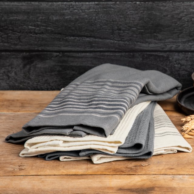 Yellowstone 4-Piece Cotton Gray Kitchen Towel Set, Rip Collection ...