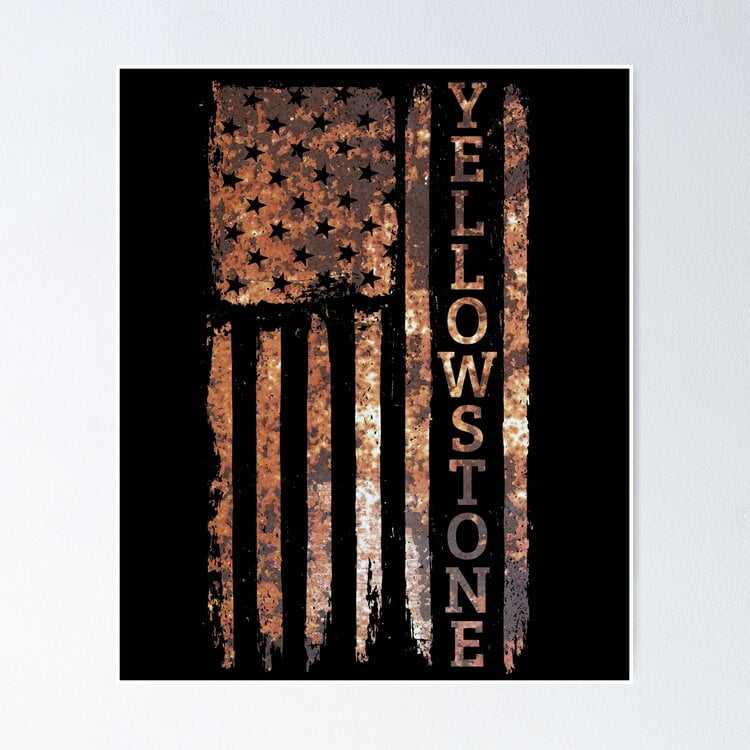 Yellowstone American Flag Patriotic USA Yellowstone Gear UNFRAMED ...