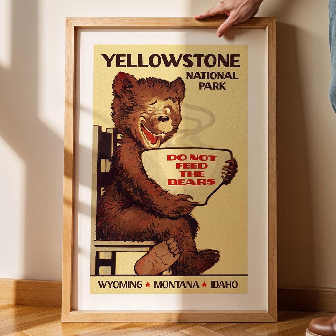 Yellowstone Art Print Retro Travel Poster Wyoming Wall Art National ...