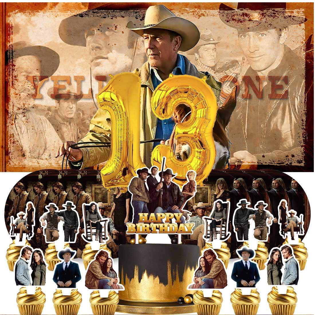 Yellowstone Balloons Party Supplies 13th Decor Tableware Birthday Cake ...