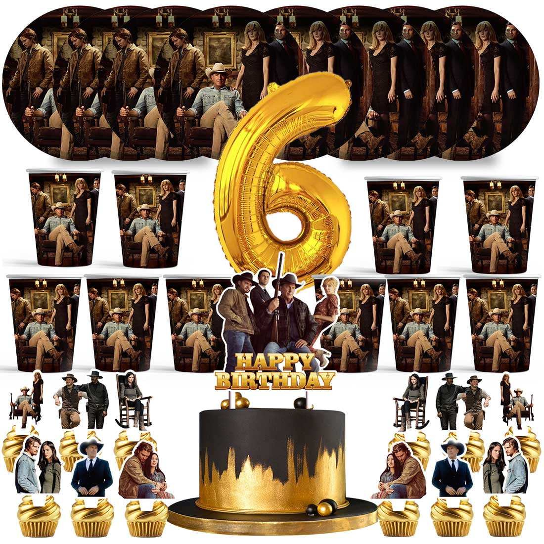 Yellowstone Birthday 6th Cups Party Supplies Plates Fans Decorations ...