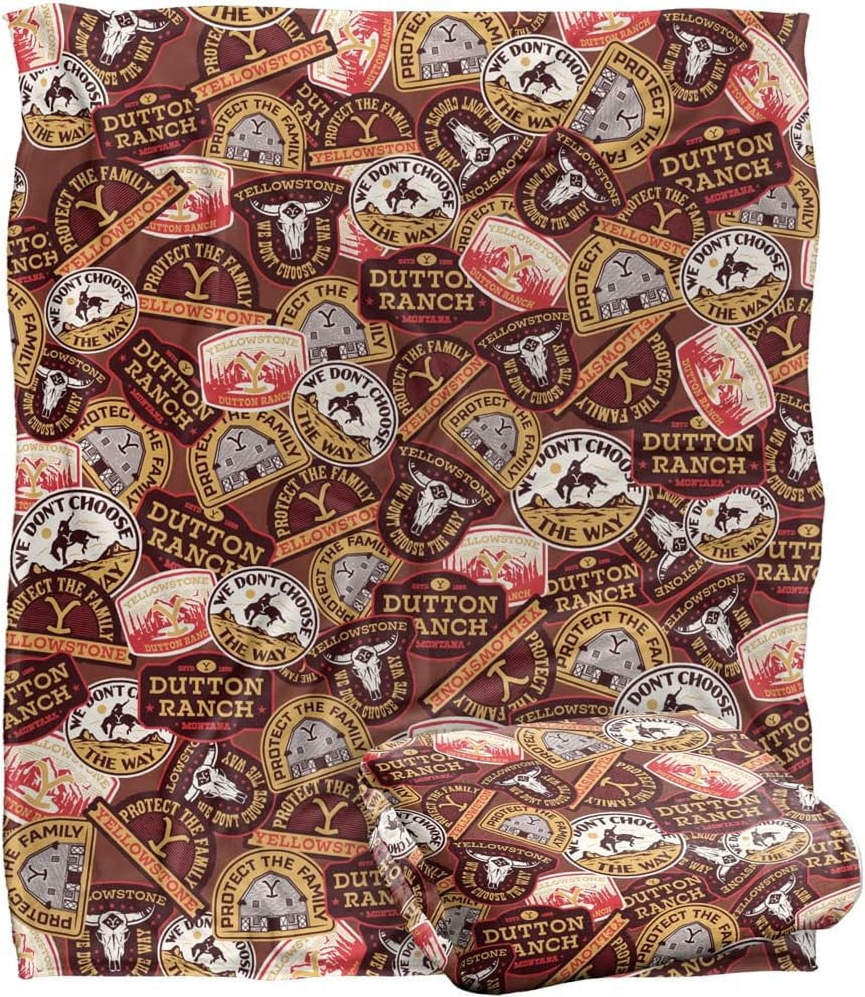 Yellowstone Blanket, 50"x60" Badges Silky Touch Super Soft Throw ...