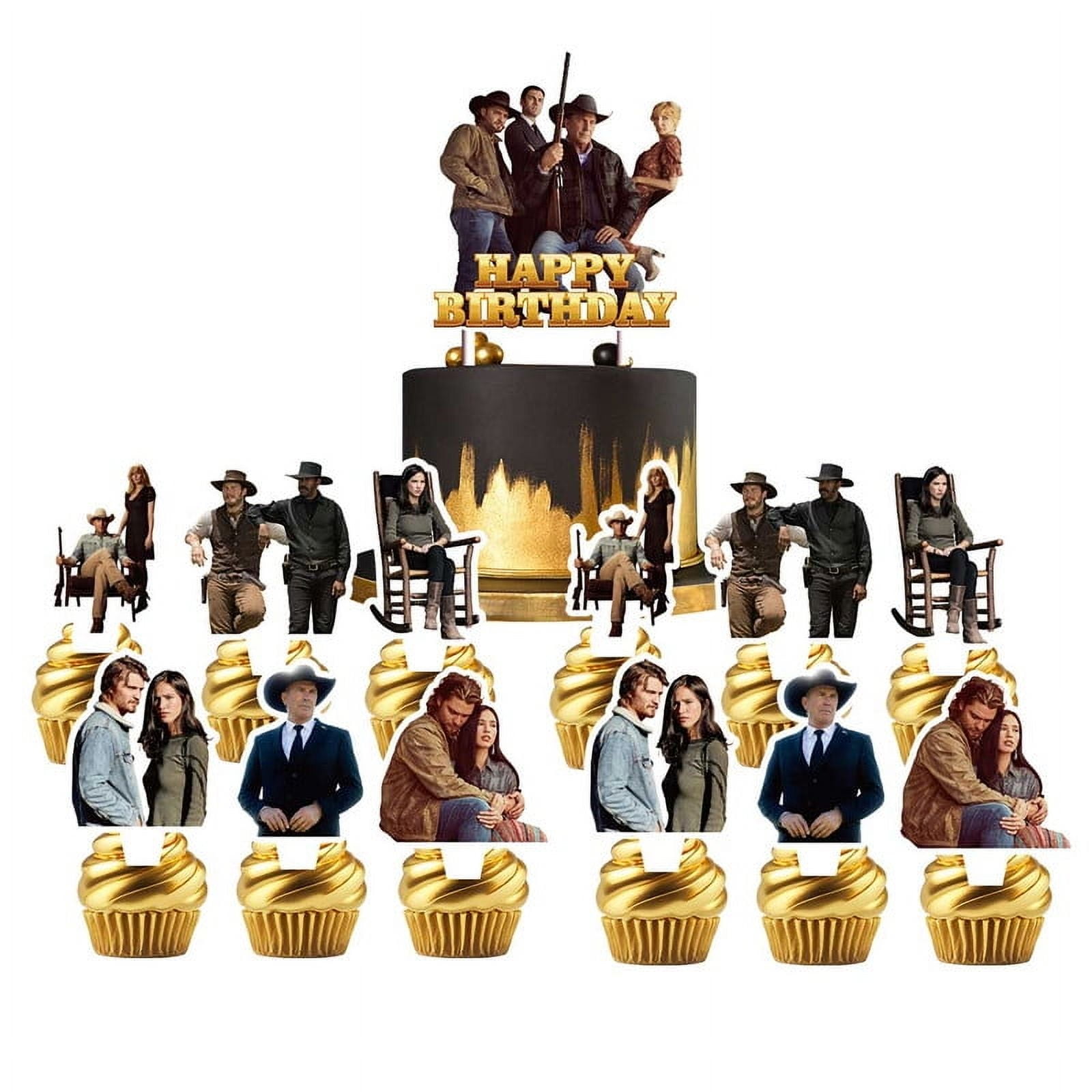 Yellowstone Cake Topper Cupcake Set Party Supplies Decoration Birthday ...