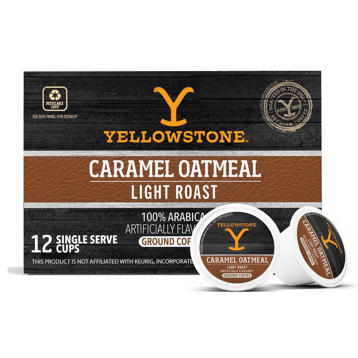 Yellowstone Caramel Oatmeal Light Roast Coffee K-Cups 12 pods, Arabica ...