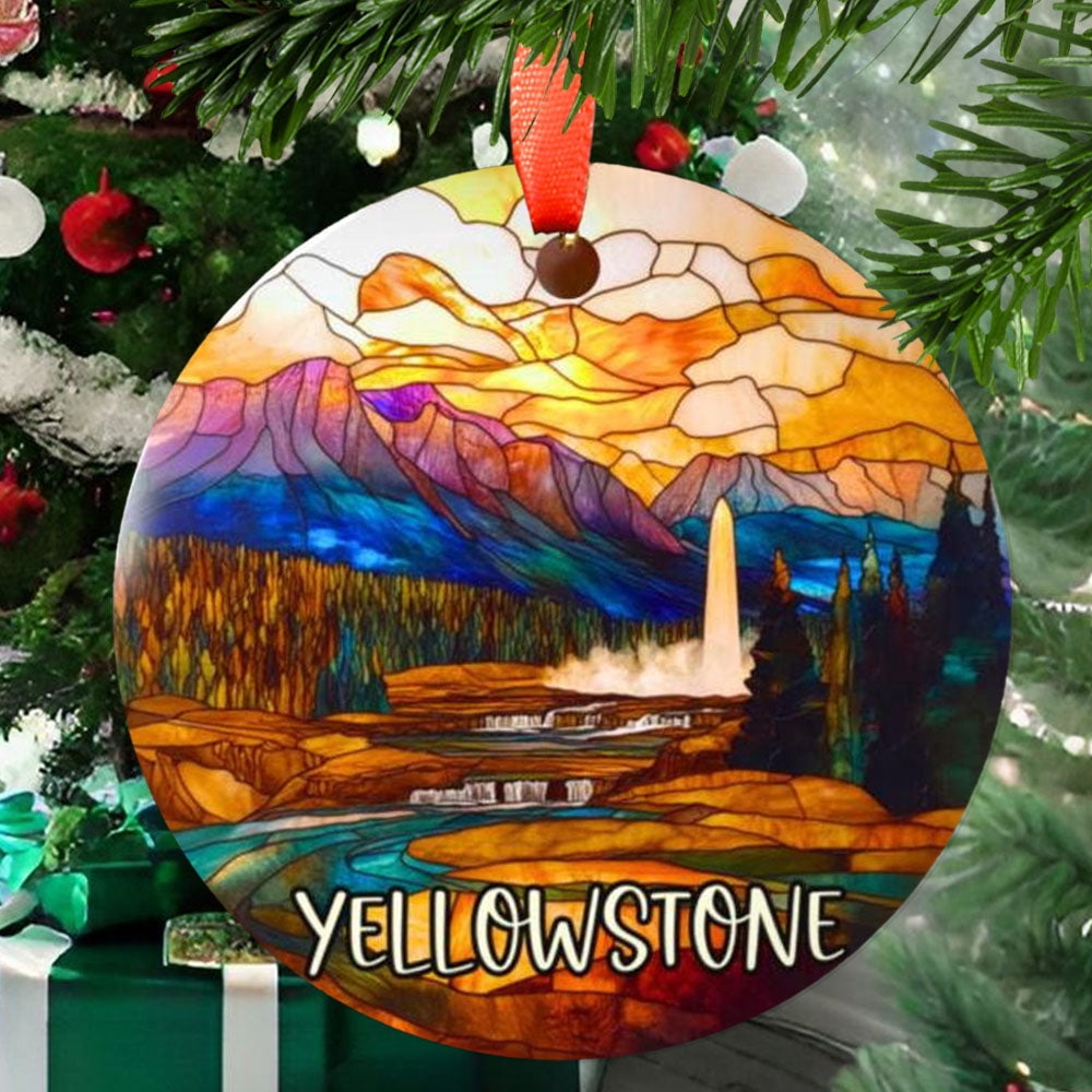 Yellowstone Christmas Ornament, Ceramic/Acrylic - Yellowstone Travel ...