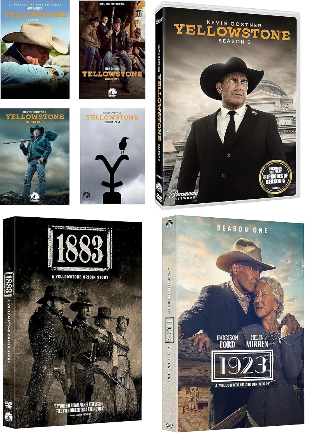 Yellowstone Collection Seasons 1-5 (Part 1 and Part 2) and 1883 A Yellowstone Origin Story and ...