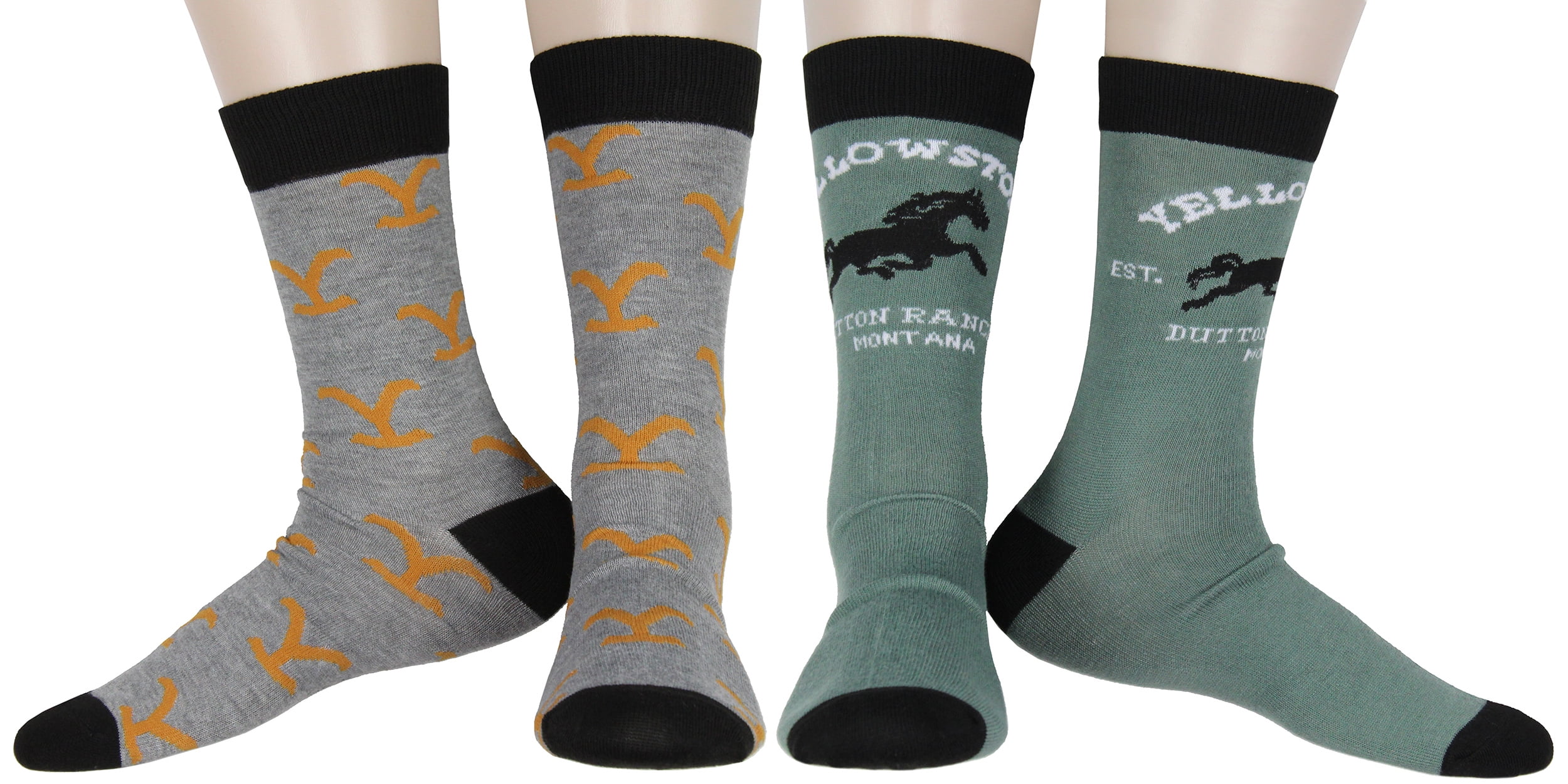 Yellowstone Crew Socks, Dutton Ranch Montana 1886 Y Logo Crew Socks For ...