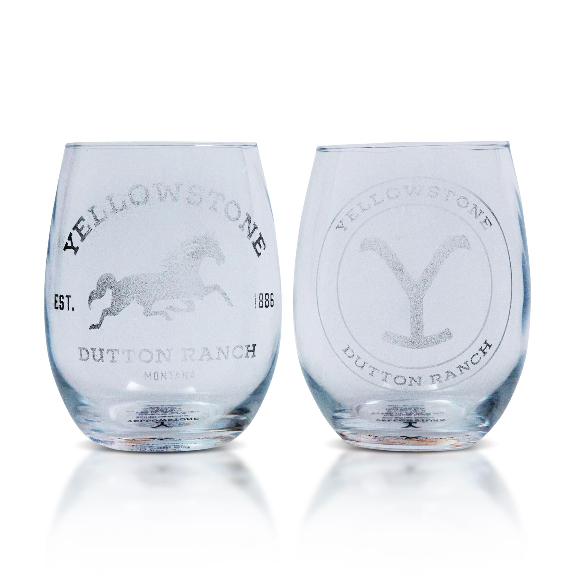 Yellowstone Dutton Ranch 20-Ounce Stemless Wine Glasses | Set of 2 ...