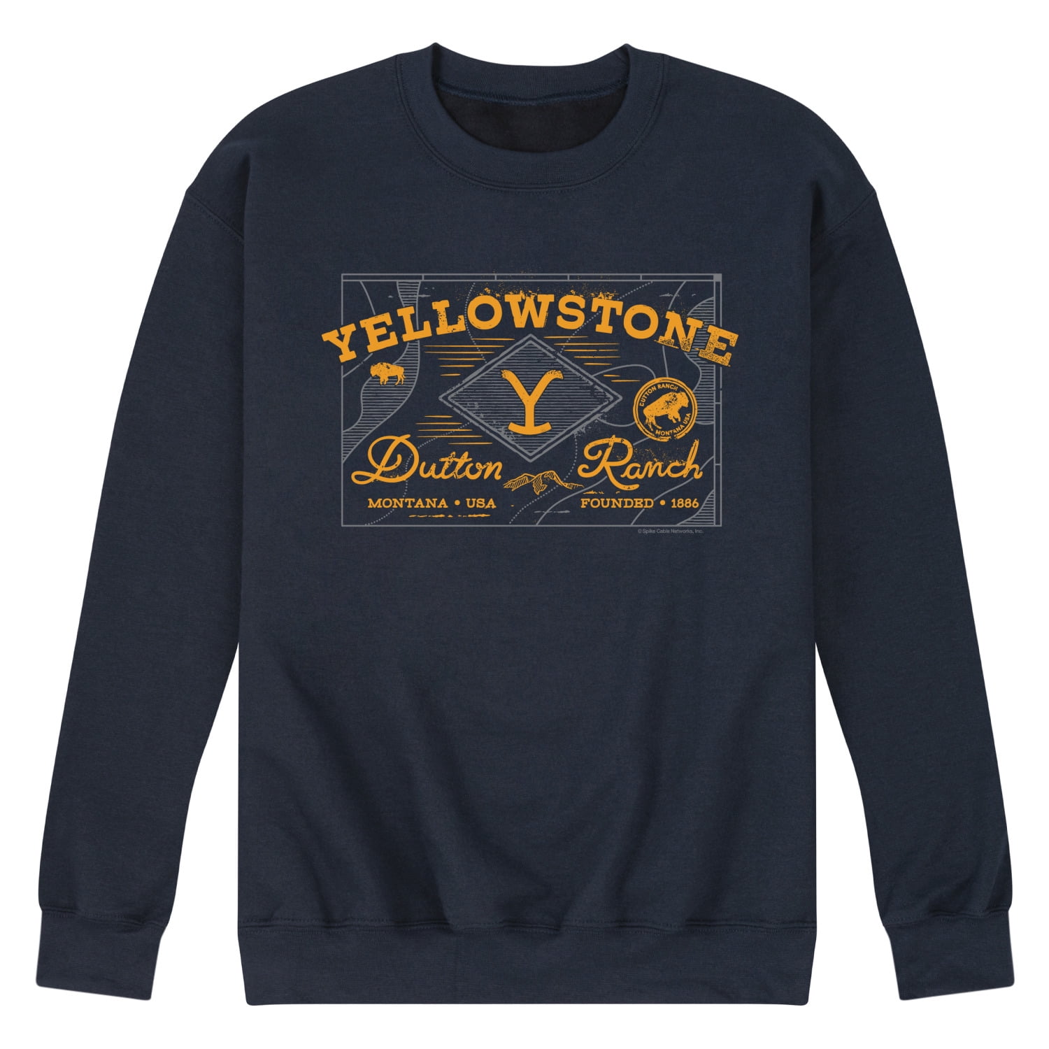 Yellowstone - Dutton Ranch Badge - Men's Crew Neck Fleece Pullover ...