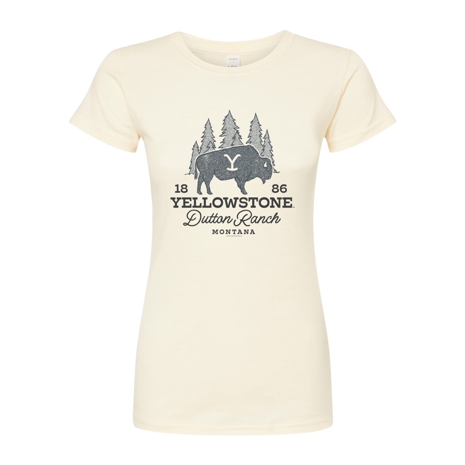 Yellowstone - Dutton Ranch Bison Sketch - Juniors Fitted Graphic T ...