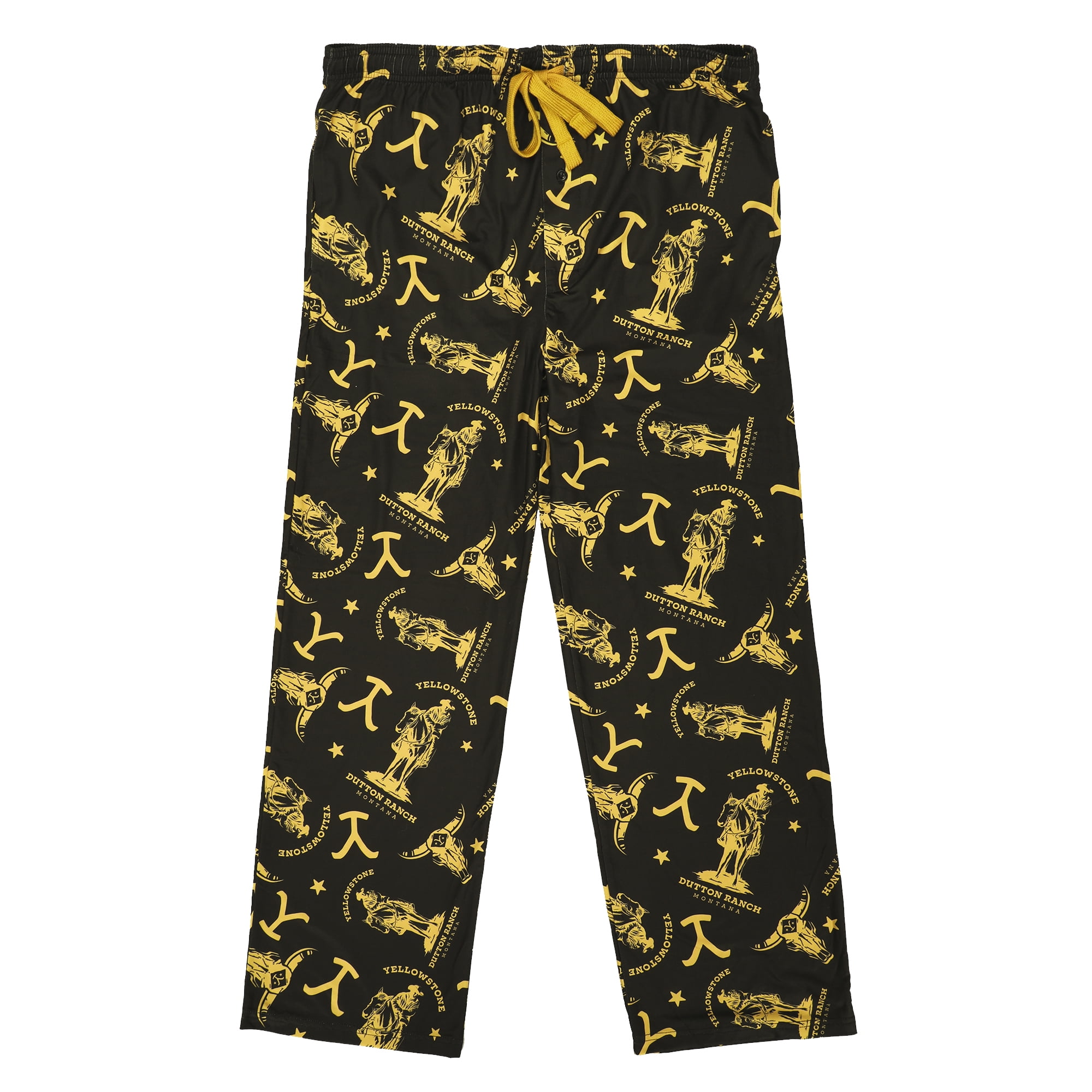 Yellowstone Dutton Ranch & Logo AOP Men's Black Wash Sleep Pajama Pants ...