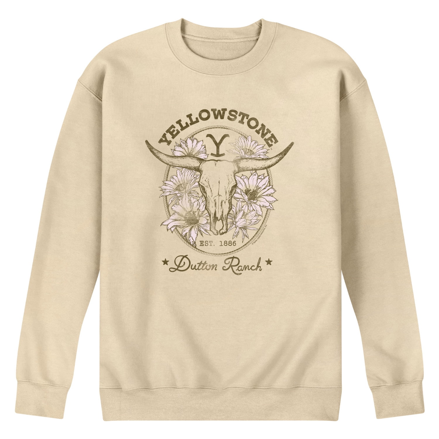 Yellowstone - Dutton Ranch Skull Flowers - Men's Crew Fleece Sweatshirt ...