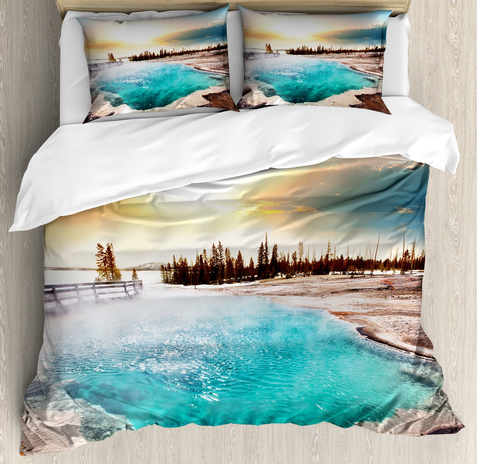 Yellowstone Duvet Cover Set, Hot Springs in Yellowstone National Park ...