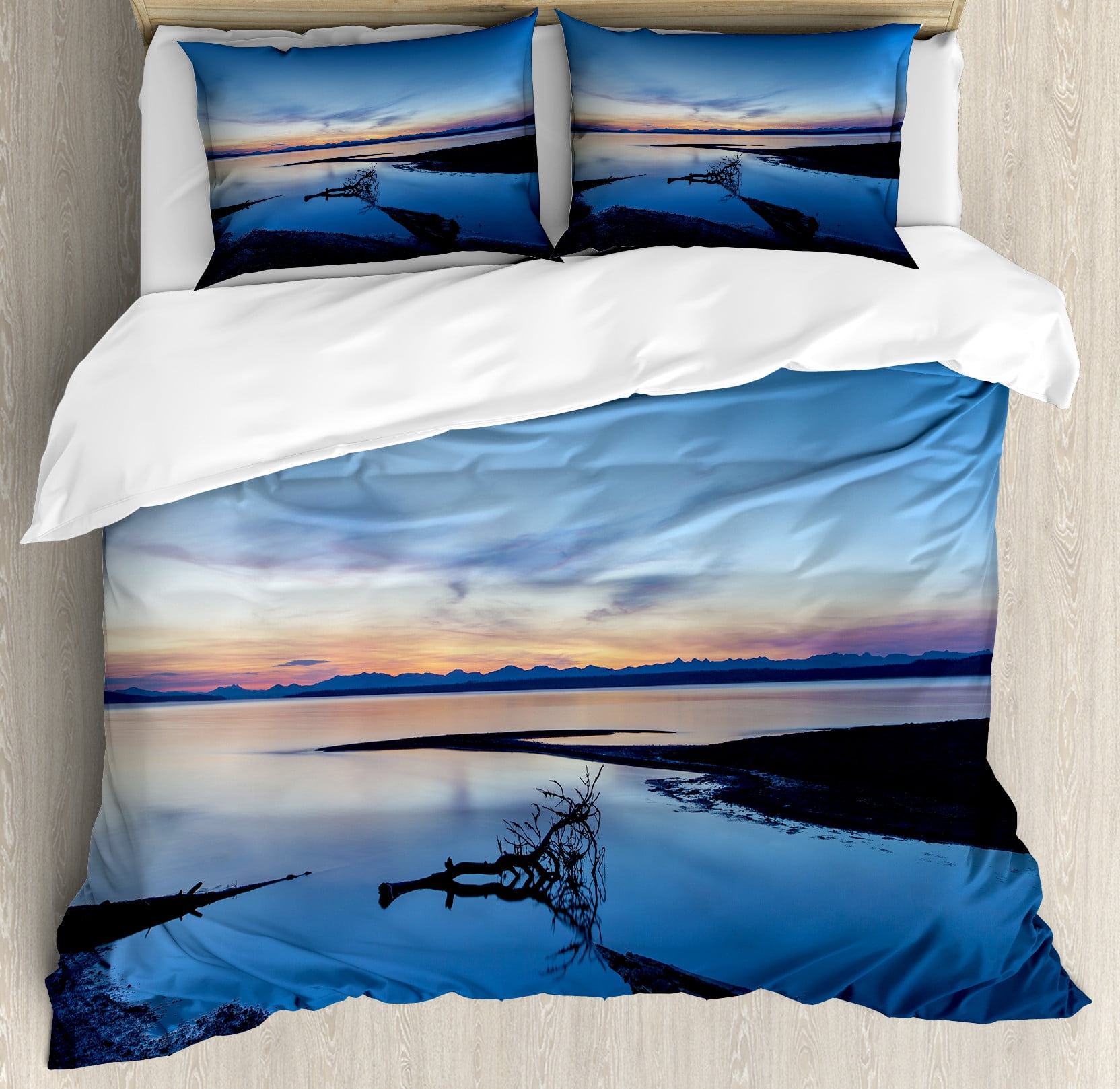 Yellowstone Duvet Cover Set, Lake Horizon Clear Sky Mother Earth ...