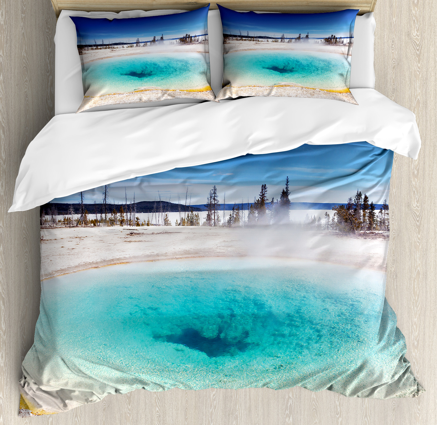 Yellowstone Duvet Cover Set, Volcanic Hot Spring in Yellowstone Park ...