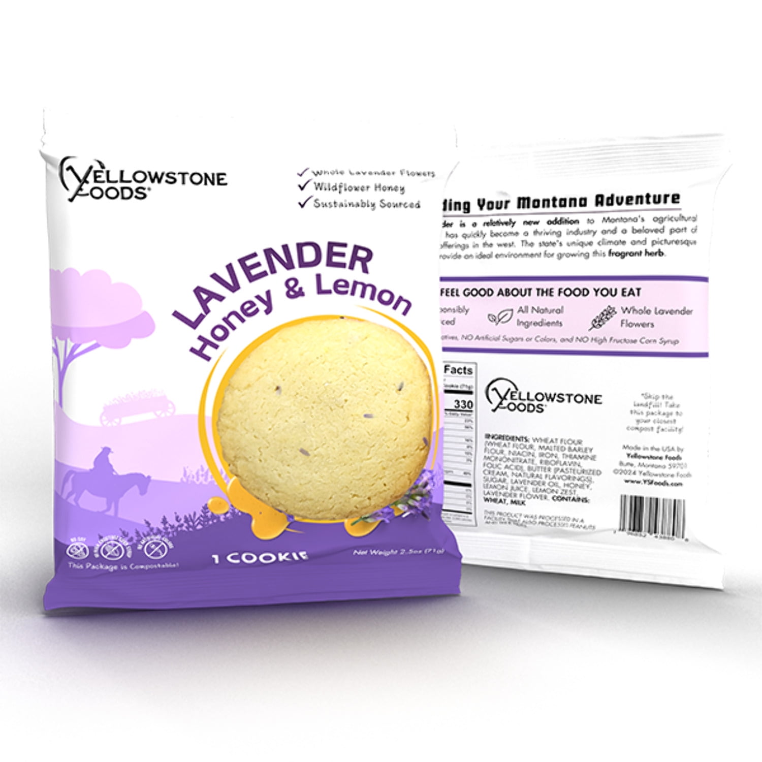 Yellowstone Foods Lavender Honey and Lemon Cookie, Handcrafted, 2 oz ...