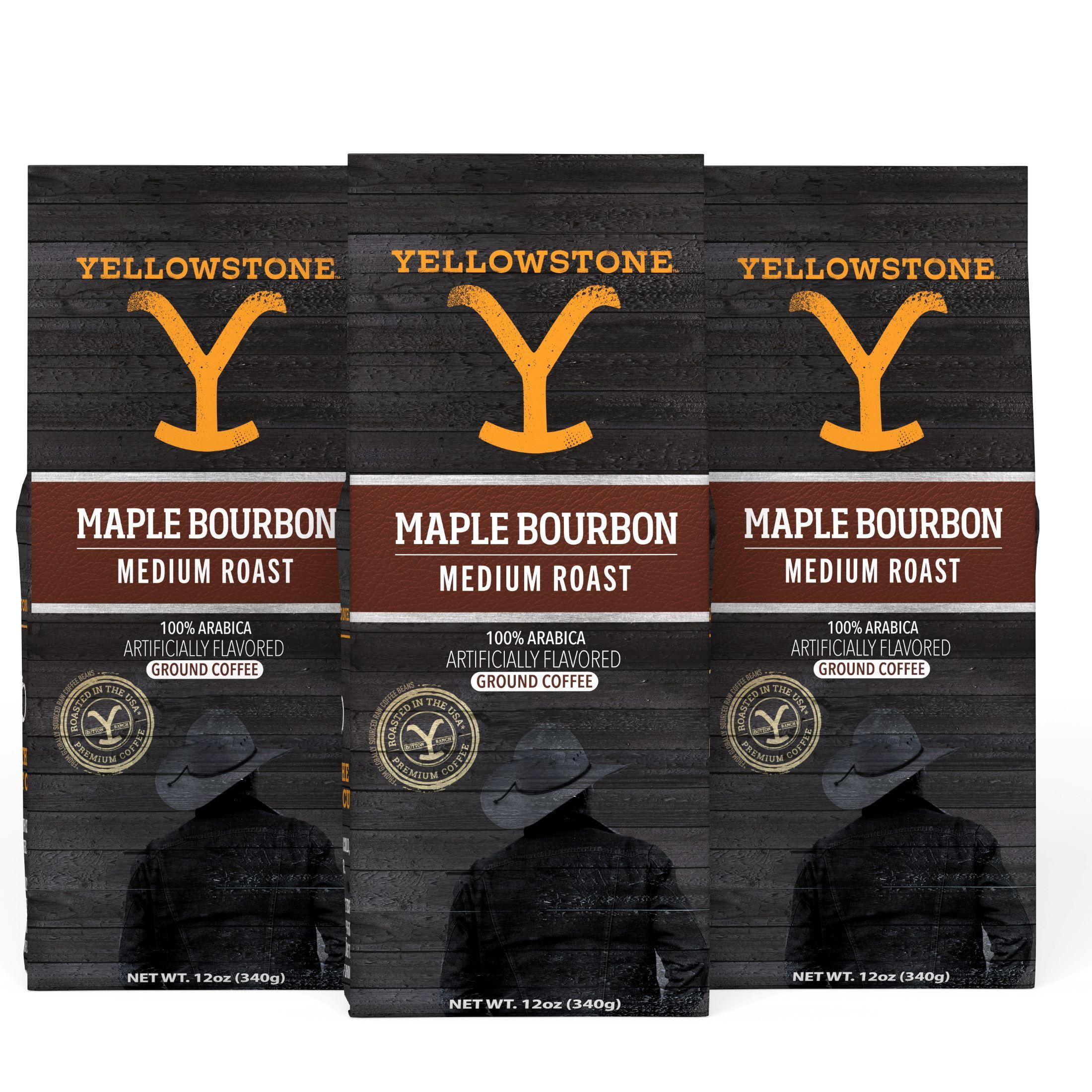 Yellowstone Maple Bourbon Medium Roast Ground Coffee, 12 oz, 3 Pack ...