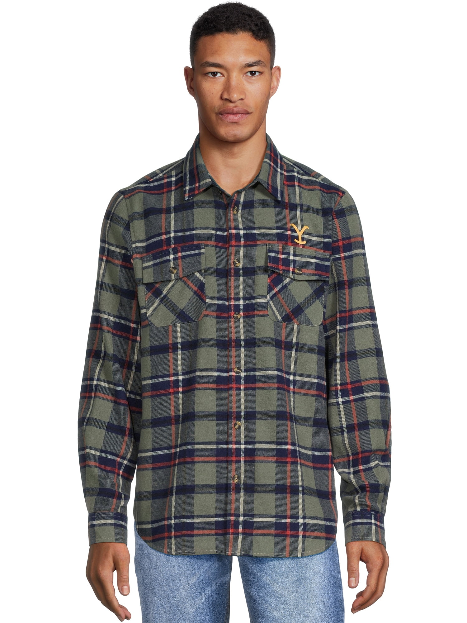 Yellowstone Men's & Big Men's Embroidered Flannel Shirt, Sizes S-3XL ...