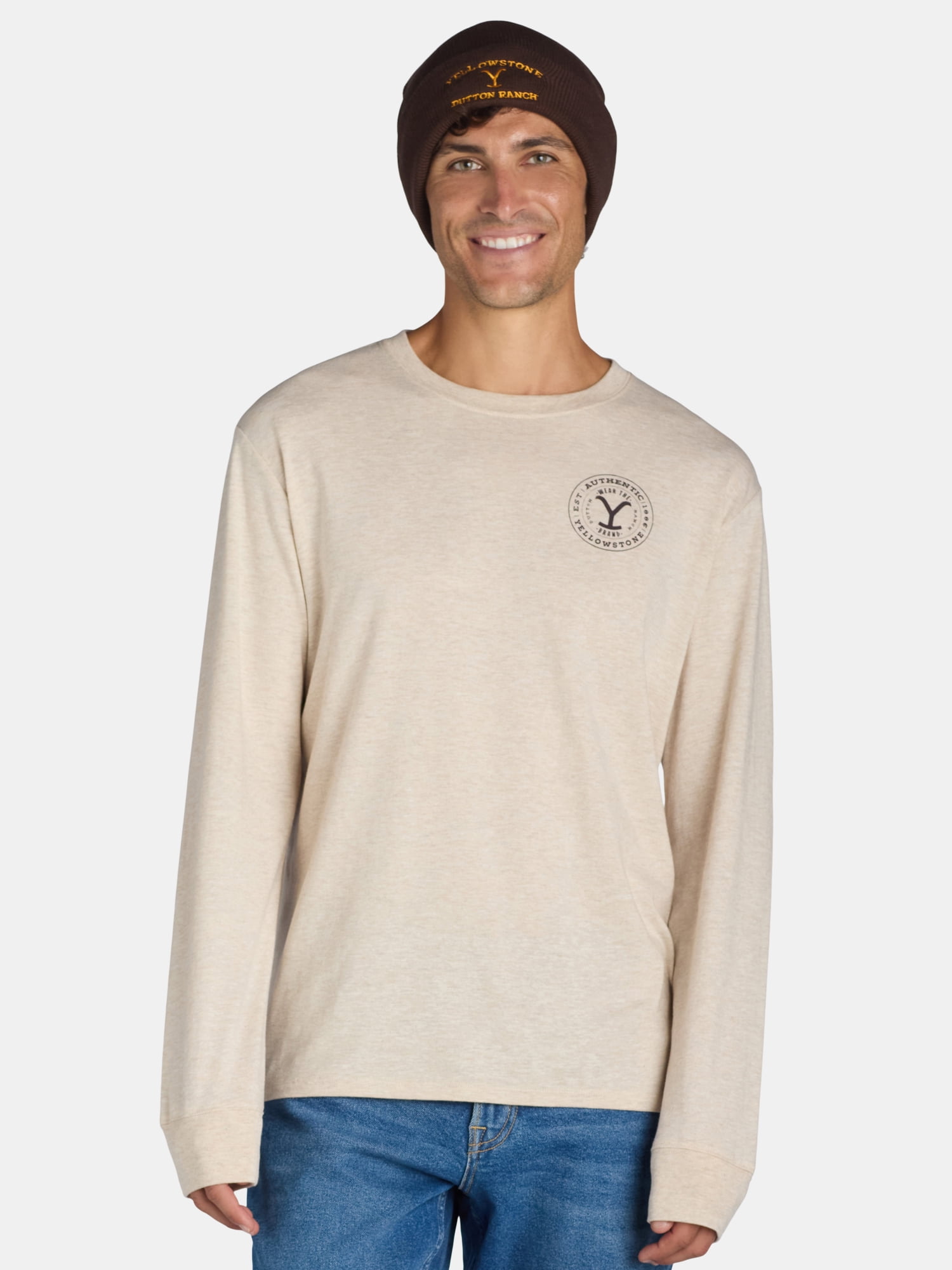 Yellowstone Men's & Big Men's Long Sleeve Graphic Tee with Beanie, Sizes XS-3XL - Walmart.com