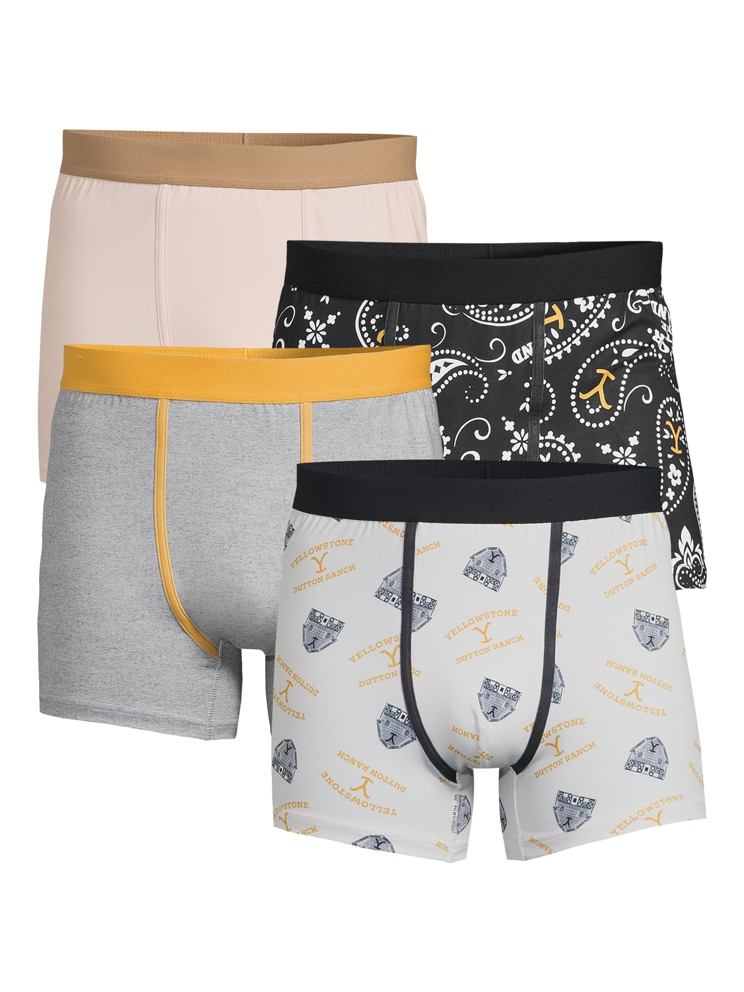 Yellowstone Men's Native Dutton Yellow Combo Graphic Boxer Briefs, 4 ...