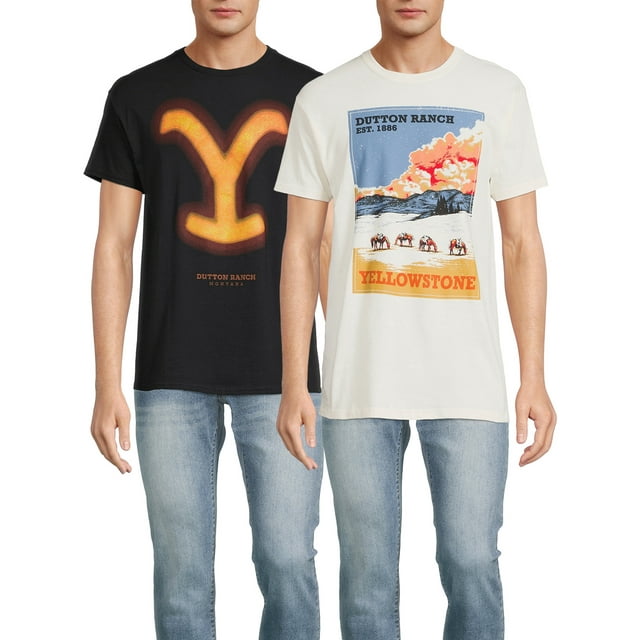 Yellowstone Men's and Big Men's Graphic Tee Shirt, 2 Pack, Sizes S-3XL ...