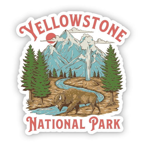 Yellowstone National Park - 8" Vinyl Sticker - For Car Laptop I-Pad ...