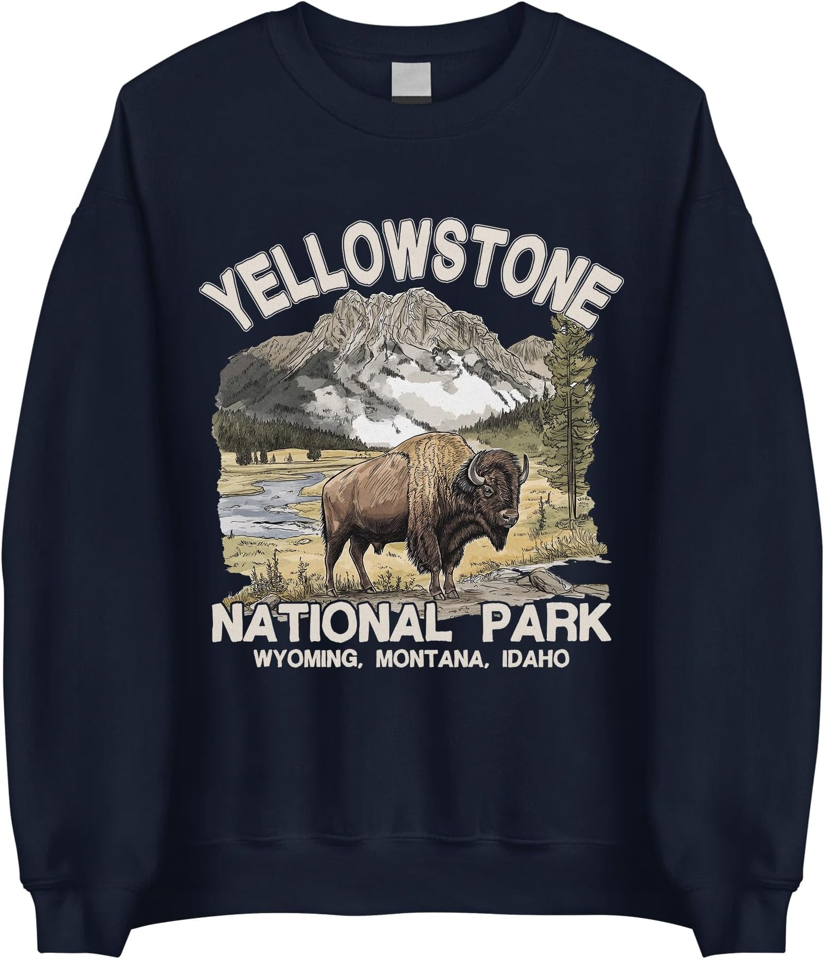 Yellowstone National Park Bison Crewneck Sweatshirt – Vintage Wildlife ...