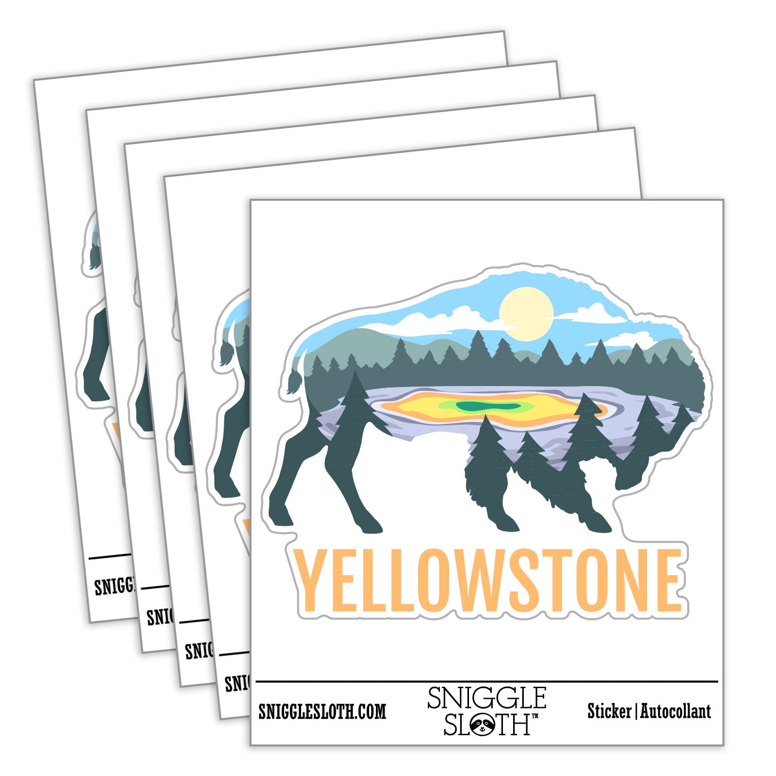 Yellowstone National Park Bison Silhouette Car Window Bumper Water ...