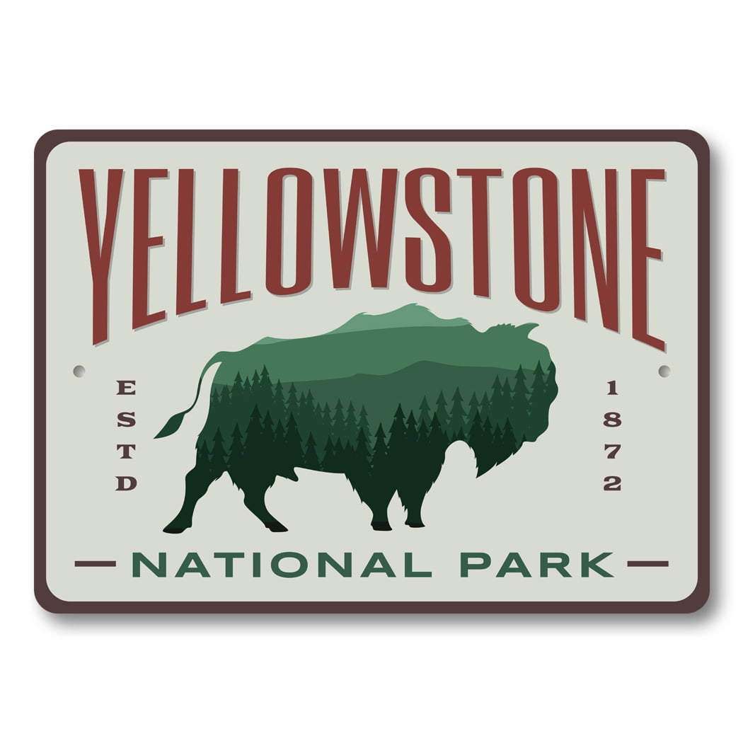 Yellowstone National Park ESTD 1872 Aluminum Metal Decor Sign - 10x14 ...