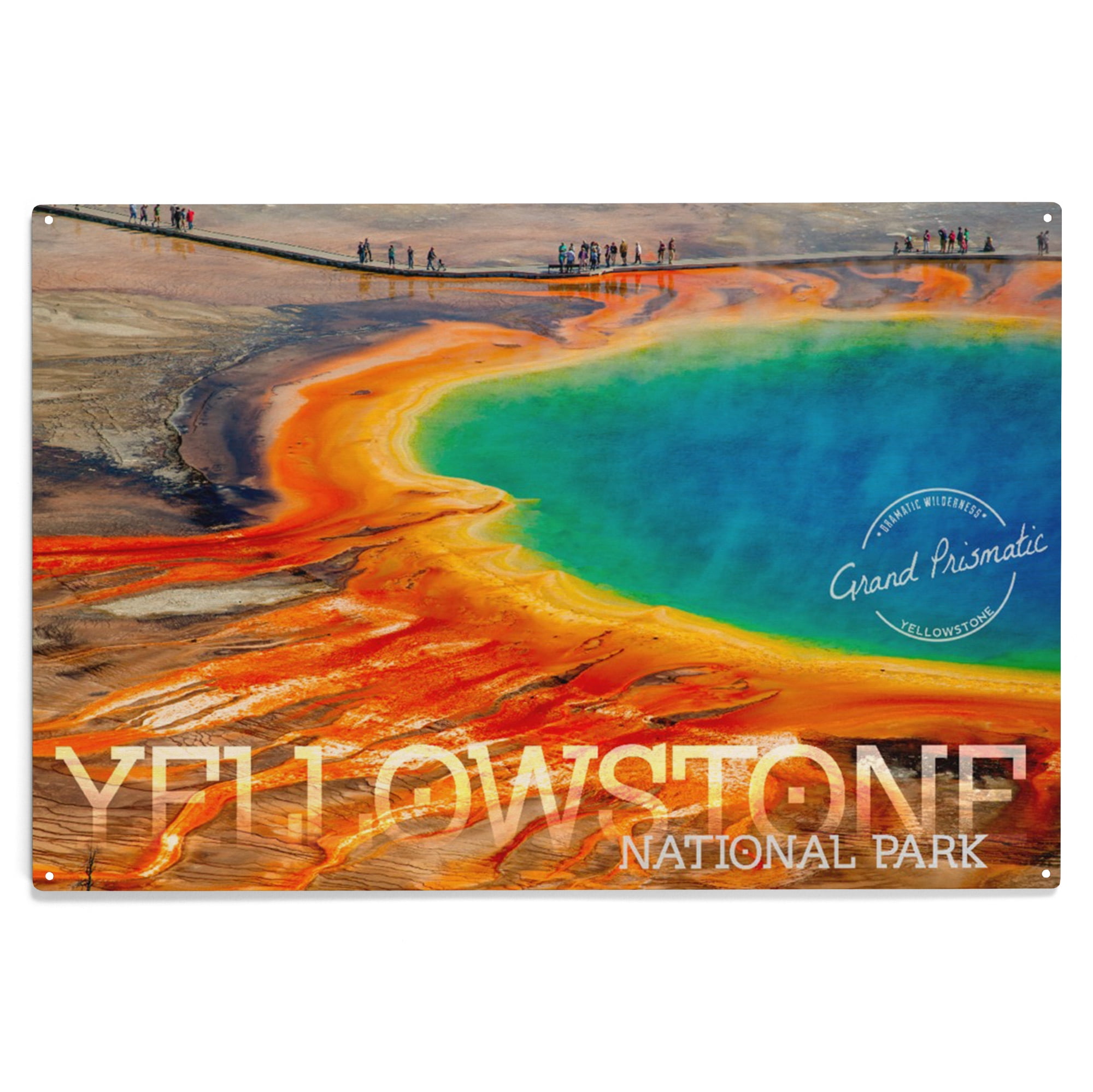 Yellowstone National Park, Grand Prismatic, Rubber Stamp Birch Wood ...