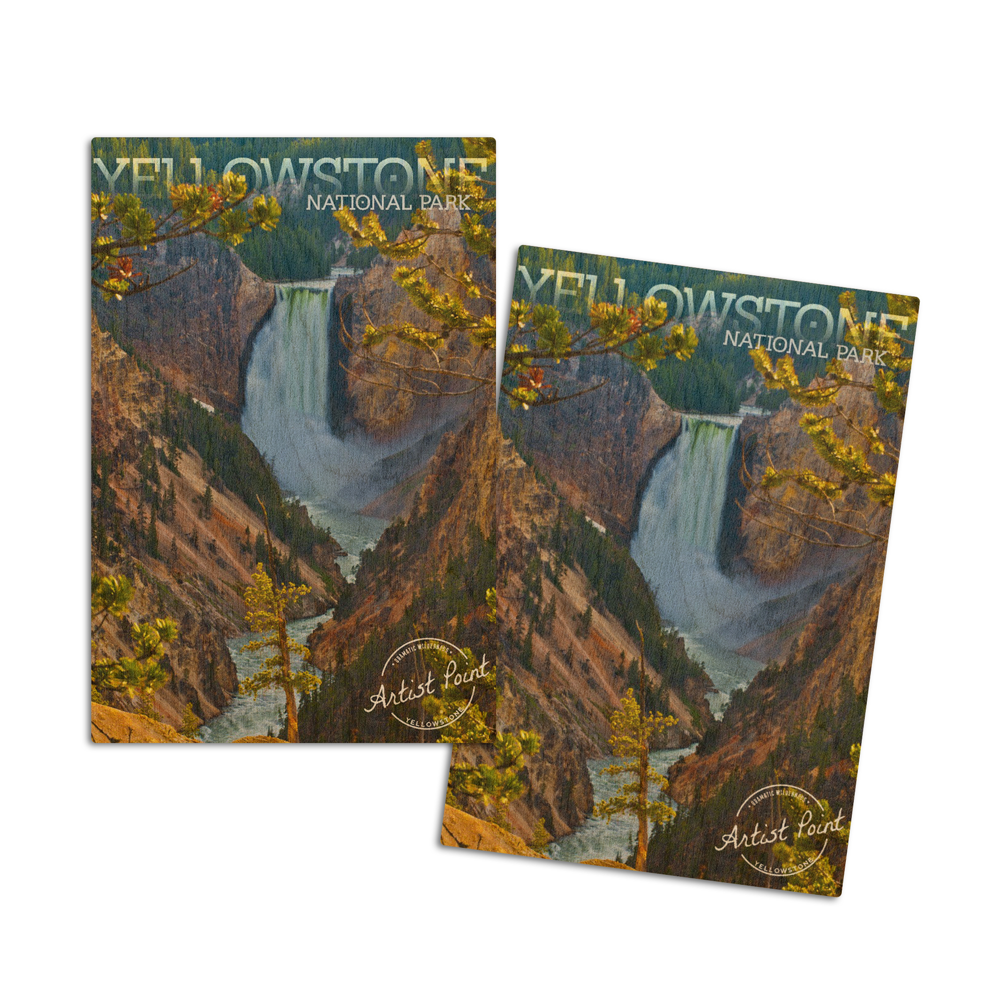 Yellowstone National Park, Lower Yellowstone Falls (4x6 Birch Wood ...