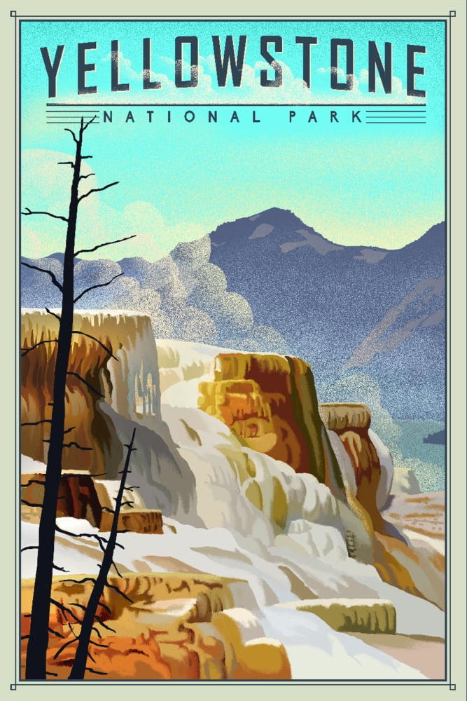 Yellowstone National Park, Mammoth Hot Springs, Lithograph National ...