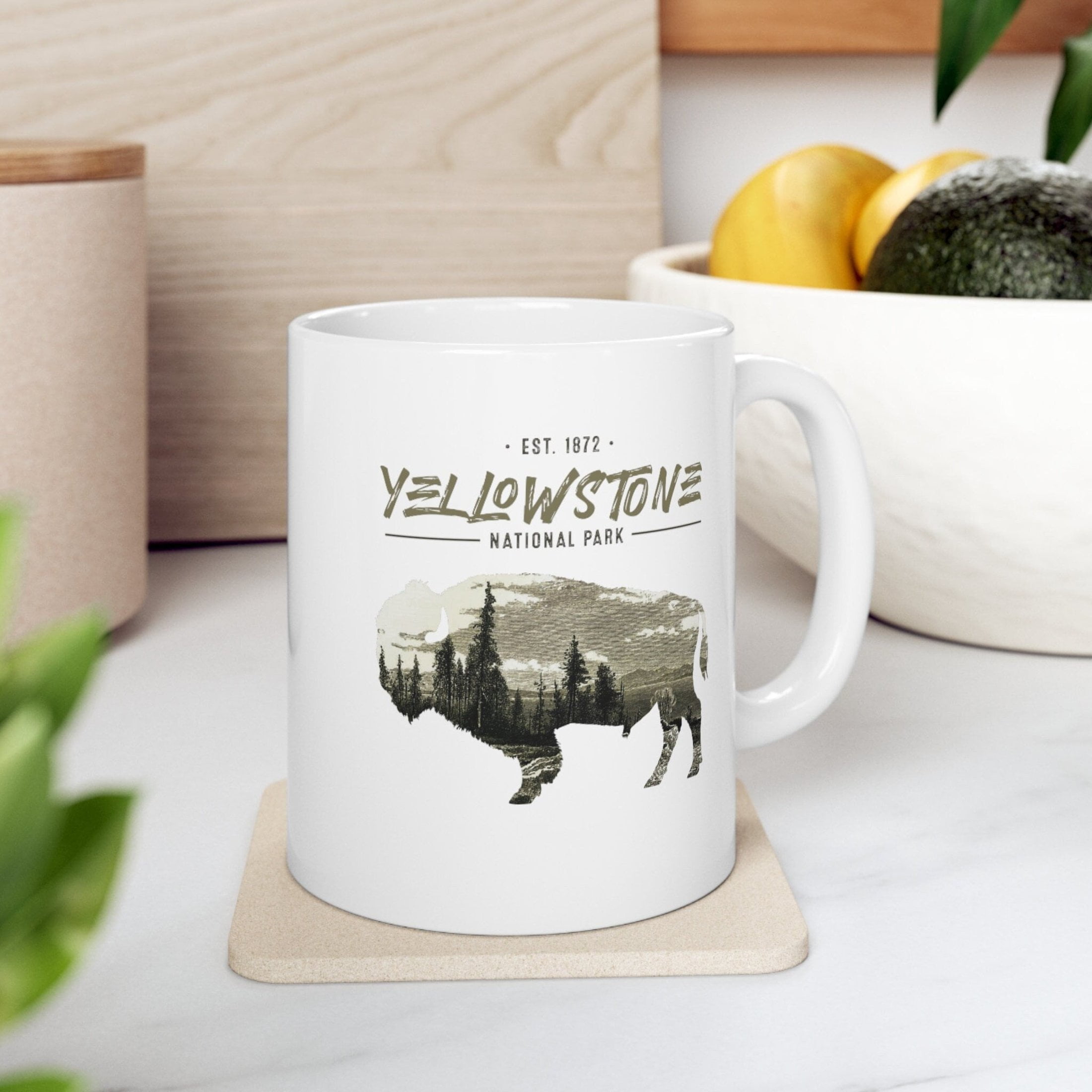 Yellowstone National Park Mug, Bison Design Coffee Cup, Nature Inspired ...