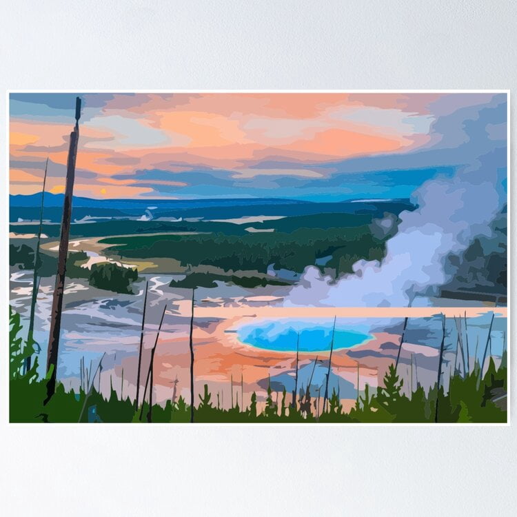 Yellowstone National Park Painting Poster, 16x24 UNFRAMED - Walmart.com