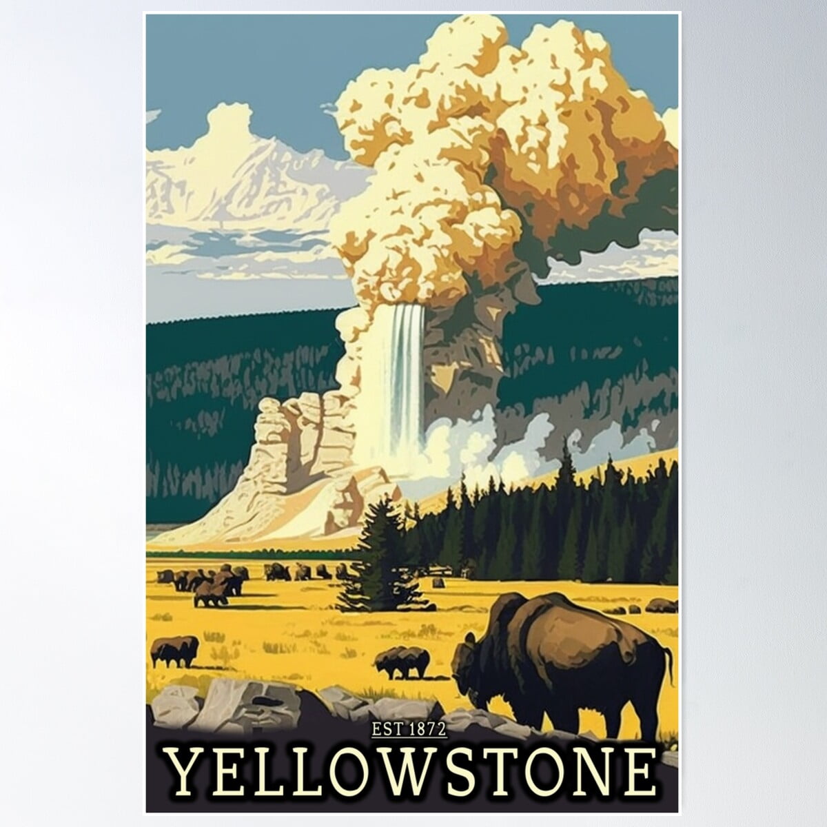Yellowstone National Park Poster Wall Art, Modern Wall Decor For Living ...