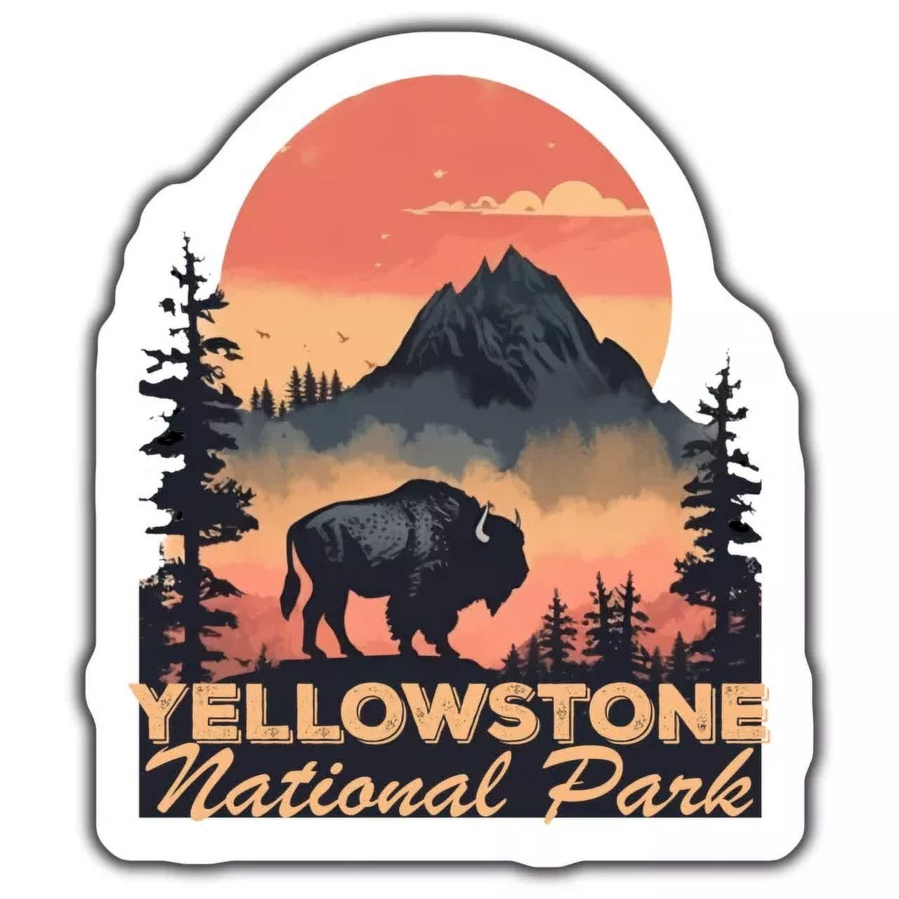Yellowstone National Park Sticker, Adventure Bison Vinyl Sticker ...