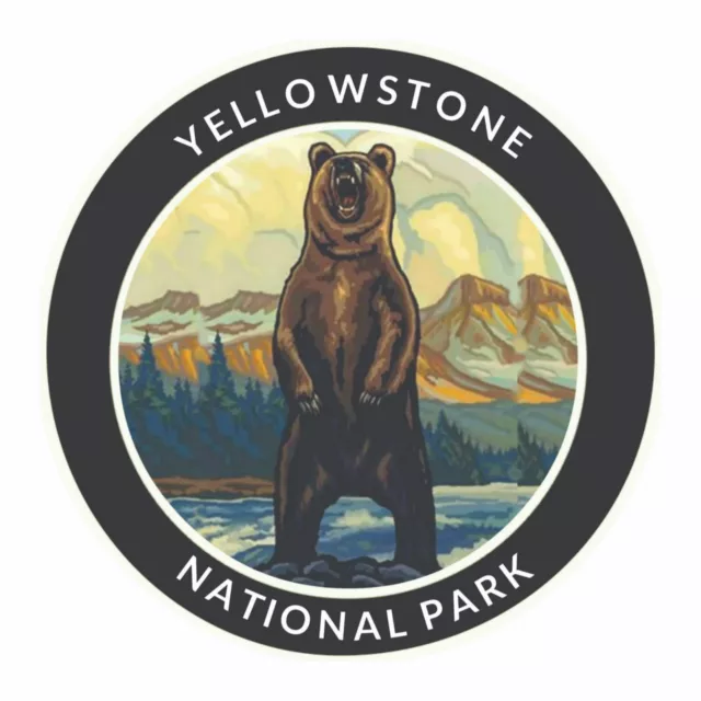 Yellowstone National Park Sticker Montana Wyoming Idaho National Park ...