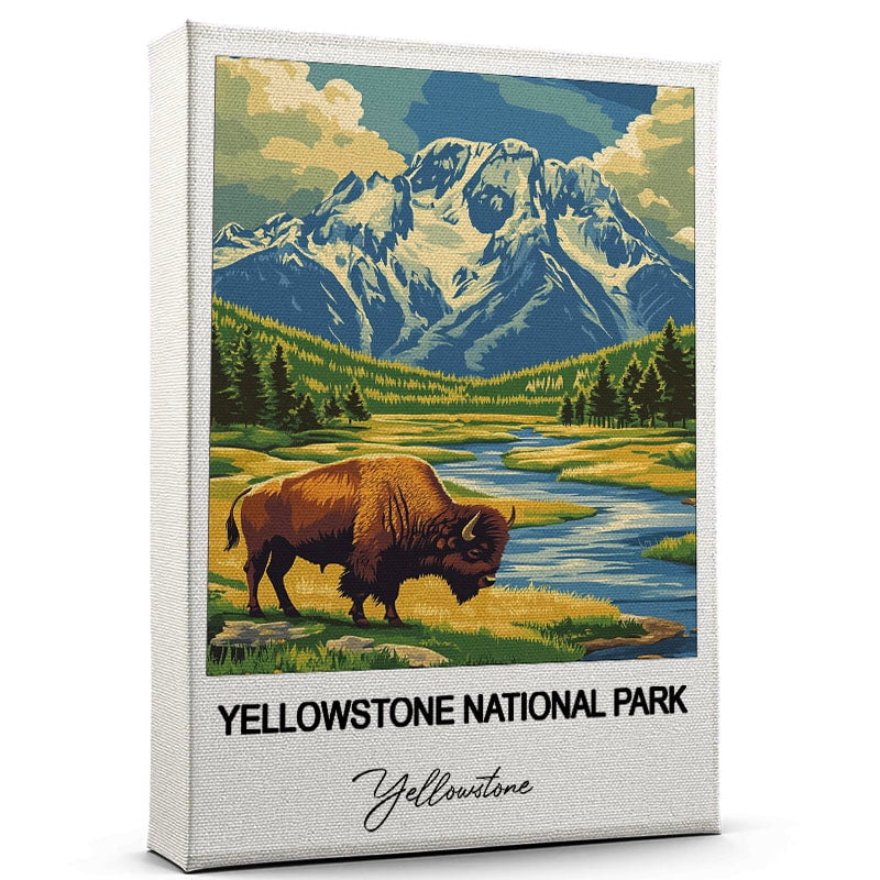 Yellowstone National Park Travel Scenic Canvas Wall Art -Yellowstone ...