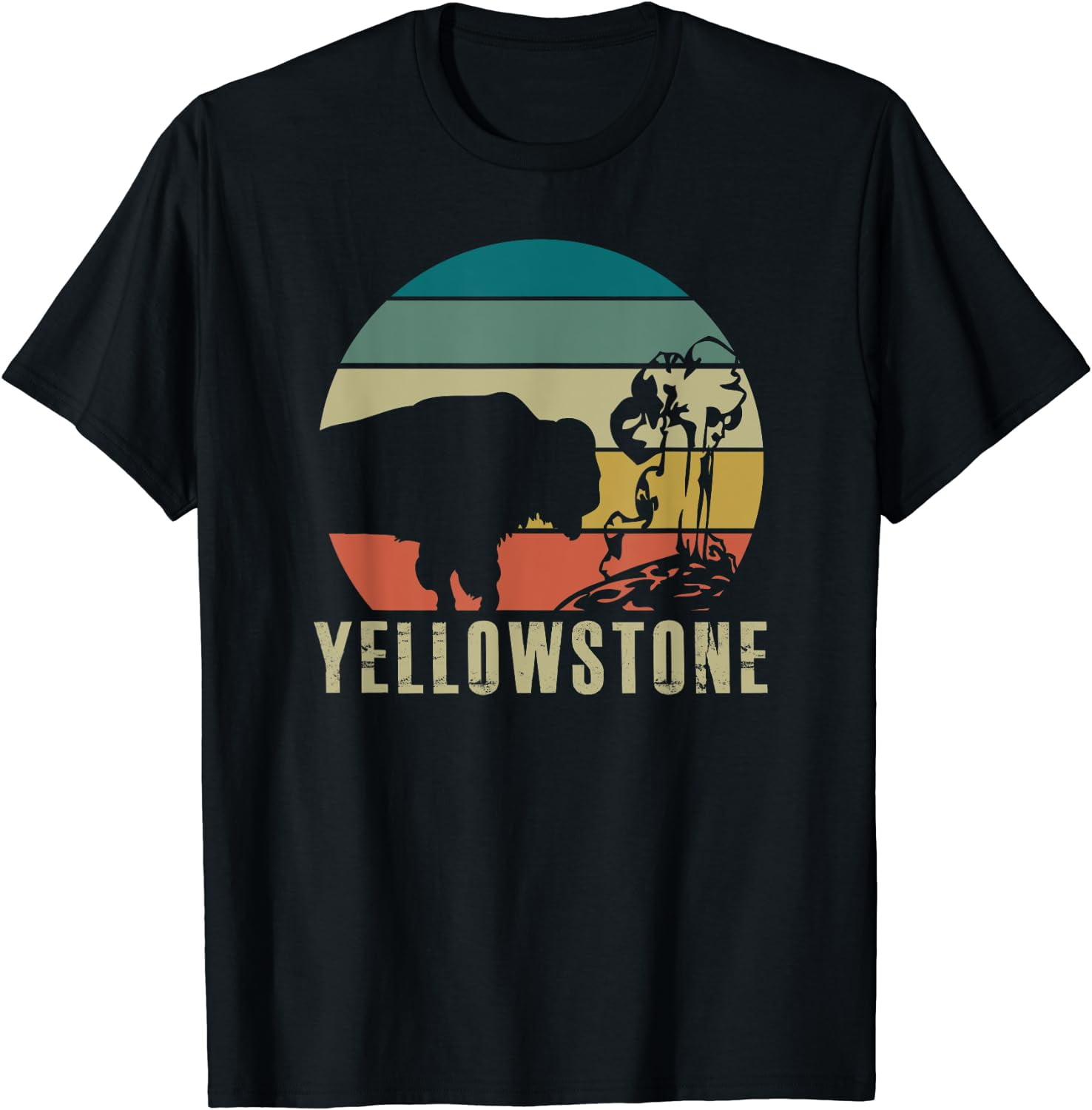 Yellowstone National Park Vintage Buffalo Bison Retro Gift T-Shirt ...