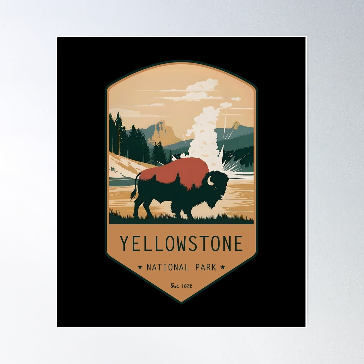 Yellowstone National Park Vintage Design Poster Wall Art, Modern Wall ...